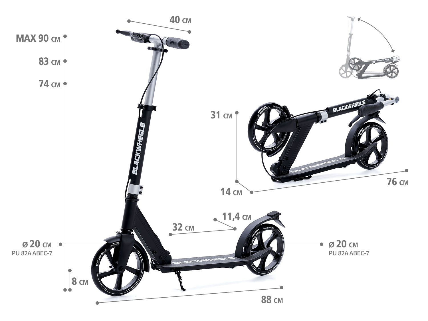 Blackwheels Orio Black - Hulajnoga - Morele.net