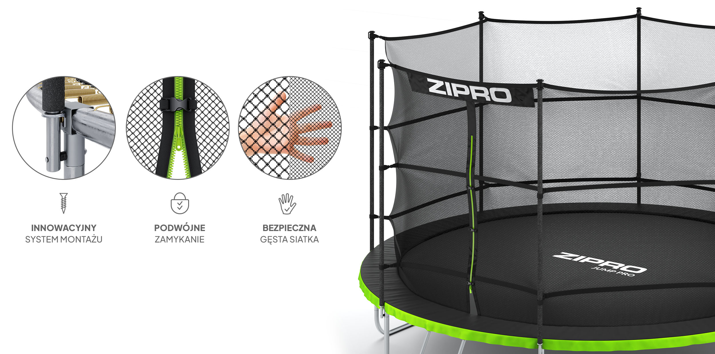 Zipro Jump Pro z siatką wewnętrzną 8FT 252cm - Trampolina ogrodowa ...